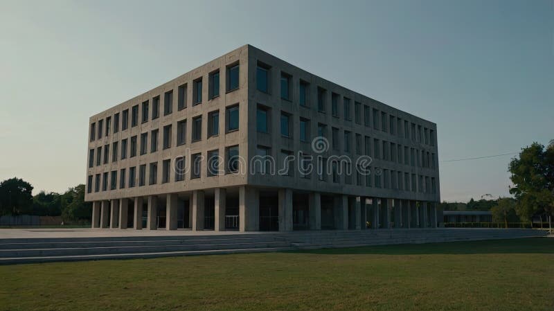 The Structures are Made of Light Gray Concrete, Exhibiting a Repetitive ...