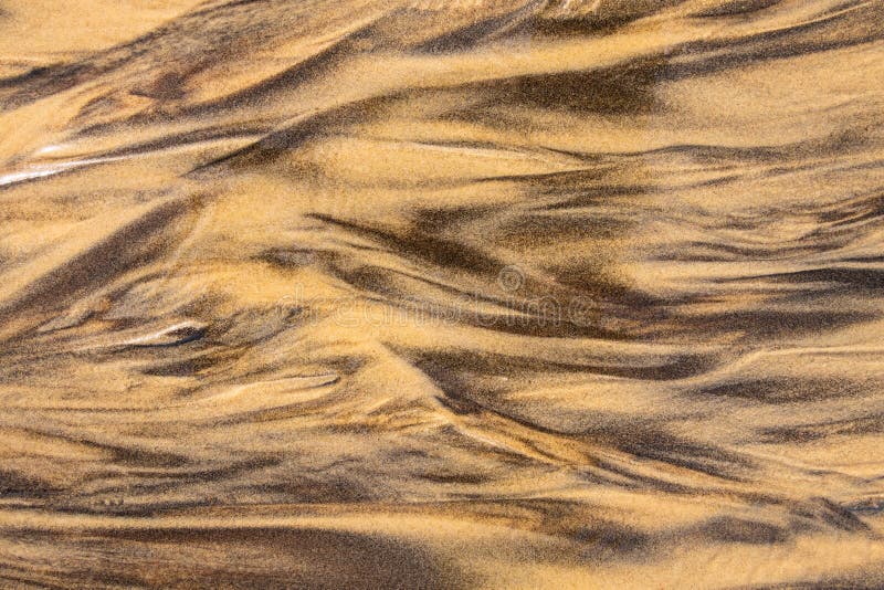 Rivulets in Sand Along Side Rock Formation Covered with Marine Plants ...