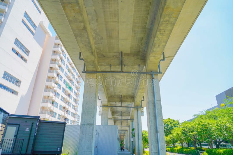 Structures Under Elevated Tracks Stock Photo - Image of architecture, foliage: 362074648