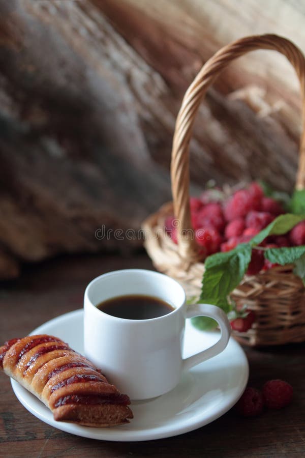 Strudel and coffee stock image. Image of raspberry, cake - 28163661
