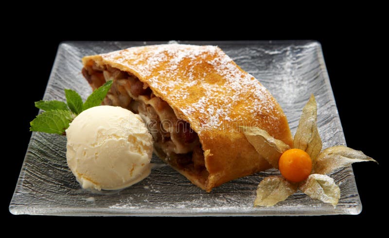 Strudel with ice cream stock photo. Image of baked, european - 10152926