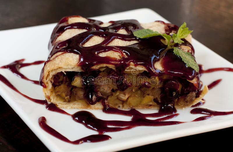 Strudel with jam stock photo. Image of plate, strudel - 20511642