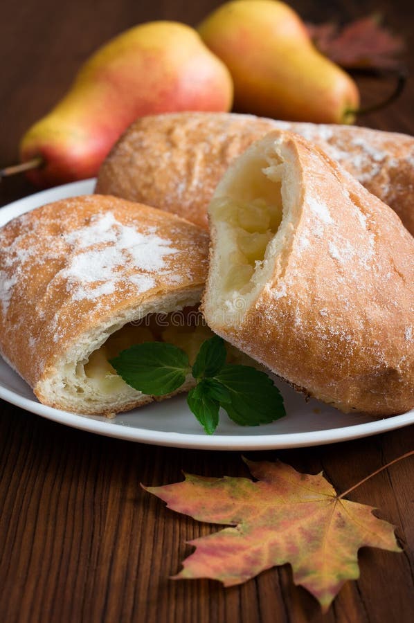 Strudel with Pear, Plums and Cinnamon. Stock Image - Image of culinary ...