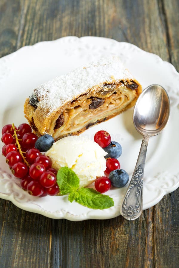 Strudel. stock image. Image of cream, cooking, food, dessert - 44161883