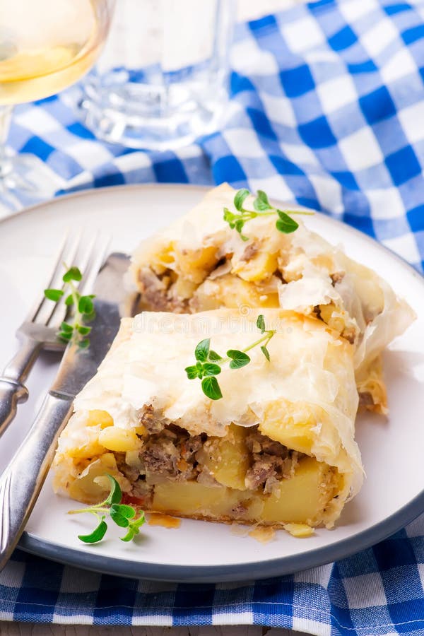 Strudel with Potatoes and Forcemeat. .selective Focus. Stock Image ...