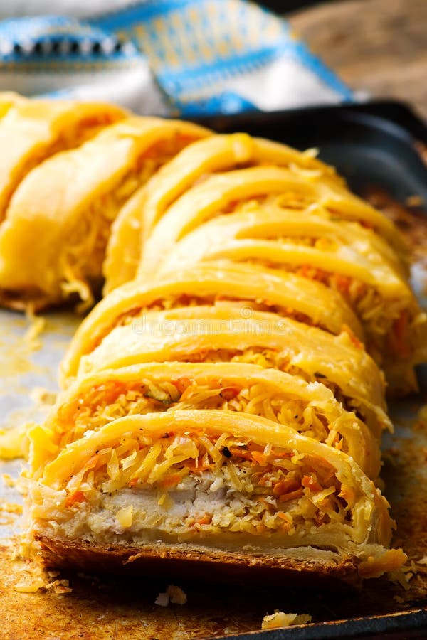 Strudel with Sauerkraut and Fish. .selective Focus. Stock Photo - Image ...