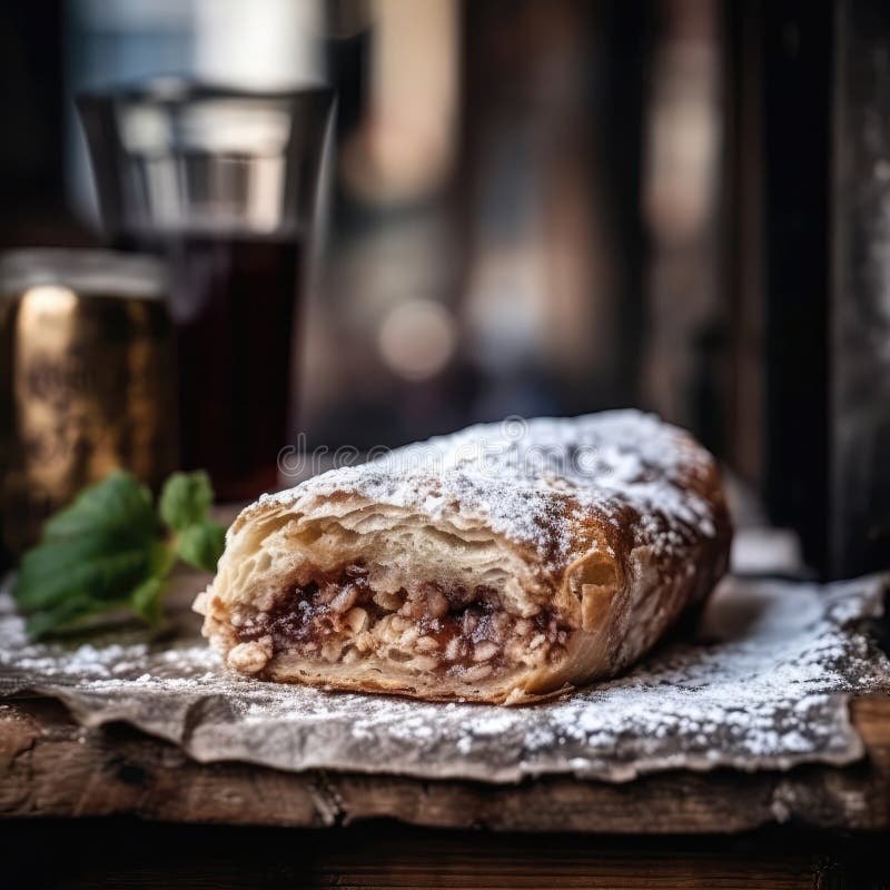 Strudel on Stone in Rustic Pub. Generative AI Stock Illustration ...