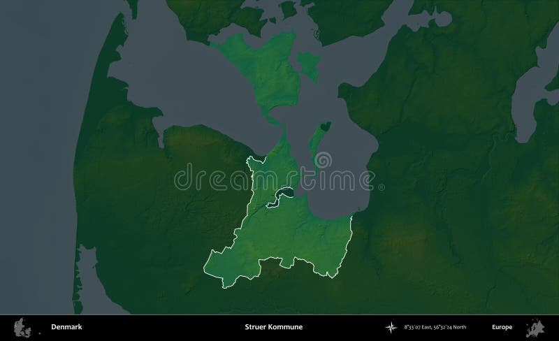 Struer Kommune Highlighted, Denmark. Physical Stock Illustration ...