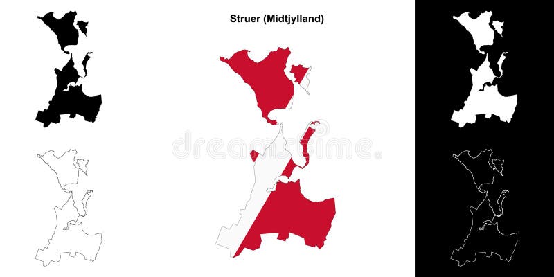 Struer outline map stock vector. Illustration of midtjylland - 334892641