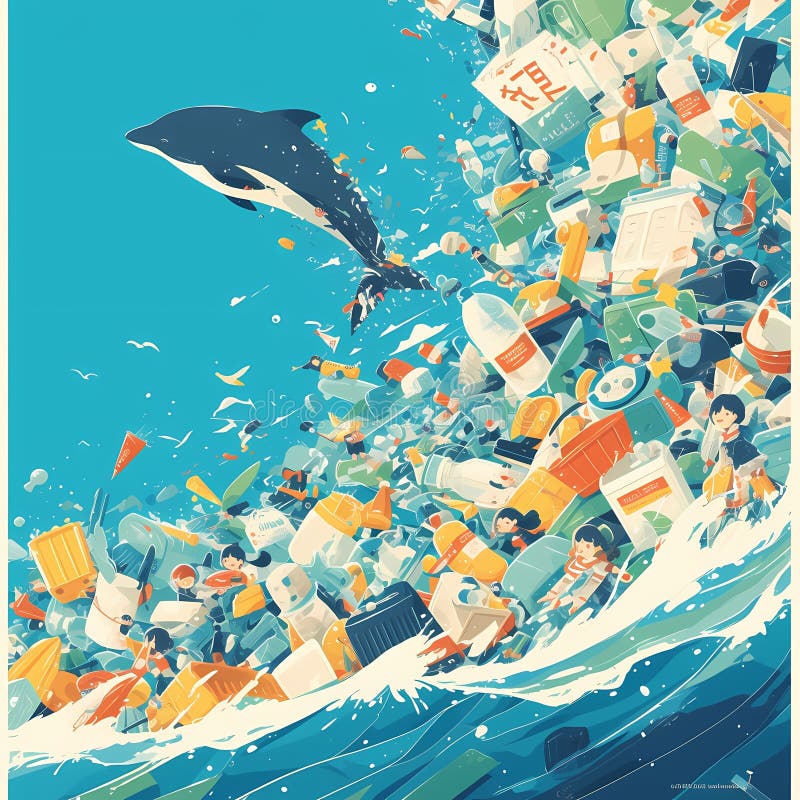 The Struggle of Planet Earth Against Plastic Pollution Stock ...