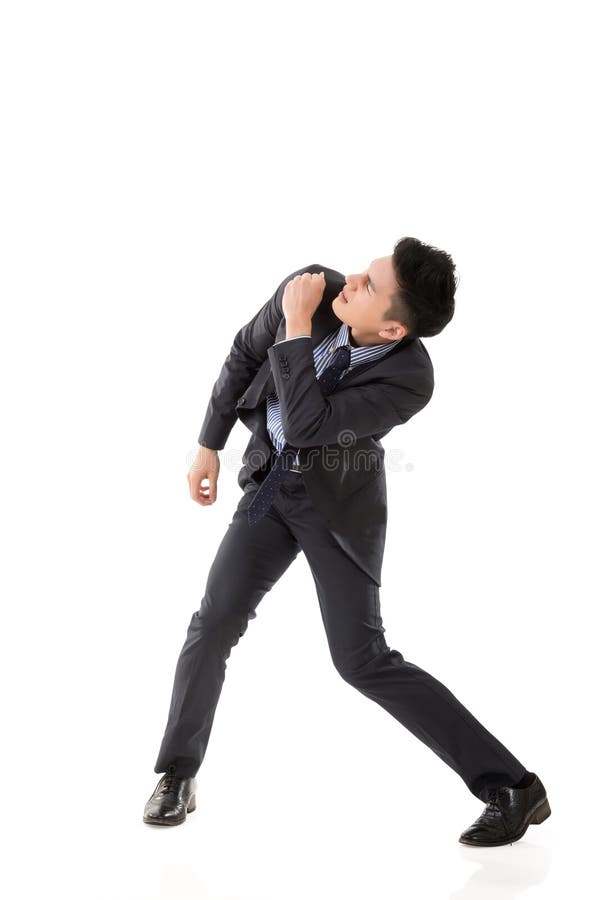 Struggle Pose of Asian Business Man Stock Photo - Image of body ...