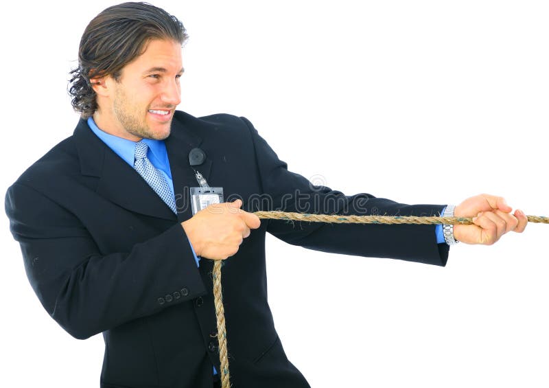 Struggle Young Man Pulling Rope Stock Photo - Image of strength, adult ...