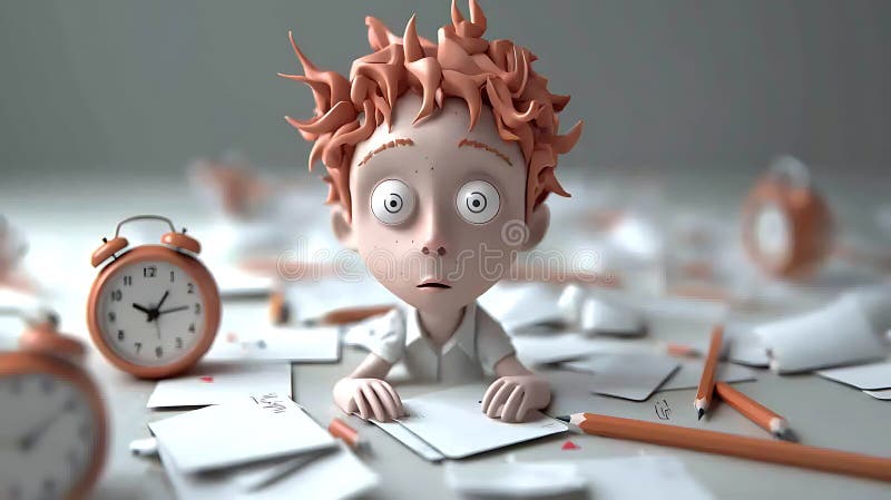 Struggling with Focus Child with ADHD Classroom Setting Illustration ...