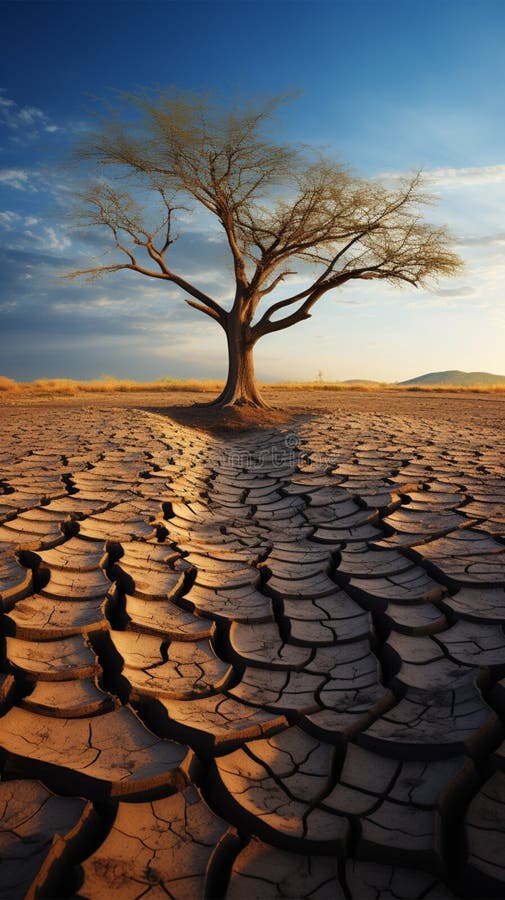 Struggling Tree on Dry Soil Underscores Climate Changes Toll Water ...