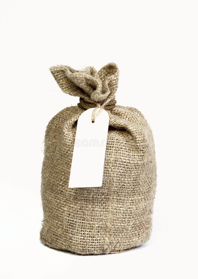 Strukturierter Sack Mit Einem Kennsatz Stockfoto - Bild von knoten ...