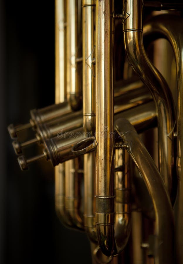 Strumenti Di Vento D'ottone Musicali Sullo Specchio Fotografia Stock ...