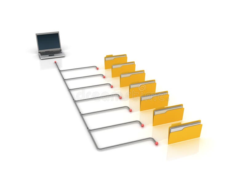 Struttura Delle Cartelle Del Computer Con Un Computer Portatile ...