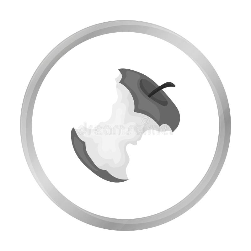 Stub of Apple Icon in Black Style Isolated on White Background. Trash ...