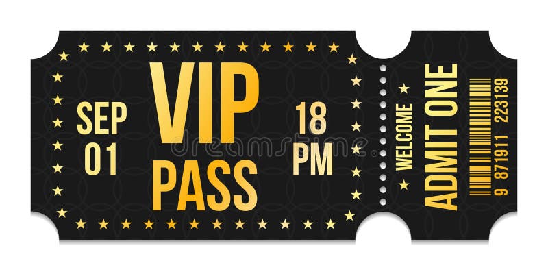 Vip Ticket Template Entrance Ticket Vip Pass Admit One Stock Vector Illustration Of Movie