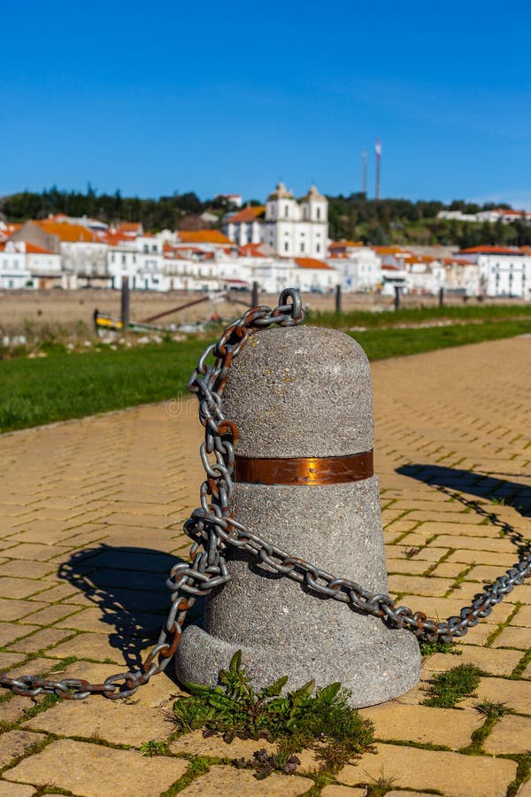 Stub Posts Linked in a Chain on a Quay Stock Image - Image of macro ...
