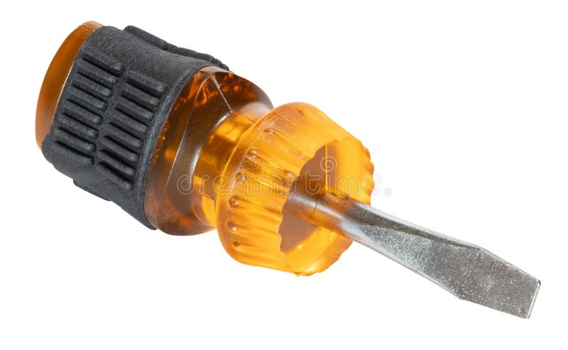 Stubby Flat Headed Screwdriver with Transparent Yellow Handle Stock ...