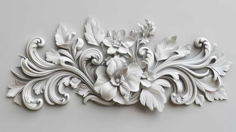 With Stucco Mouldings, Rococo Elements on White Background, Luxury Wall ...