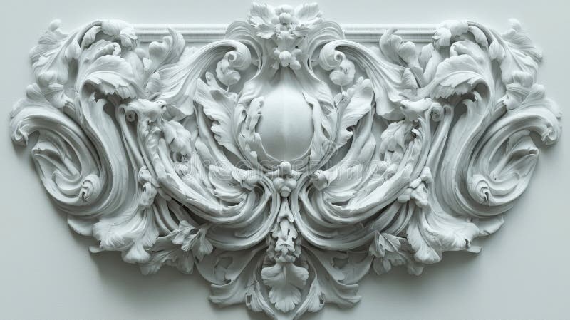 Rococo Wall Design with White Stucco Mouldings Stock Photo - Image of ...