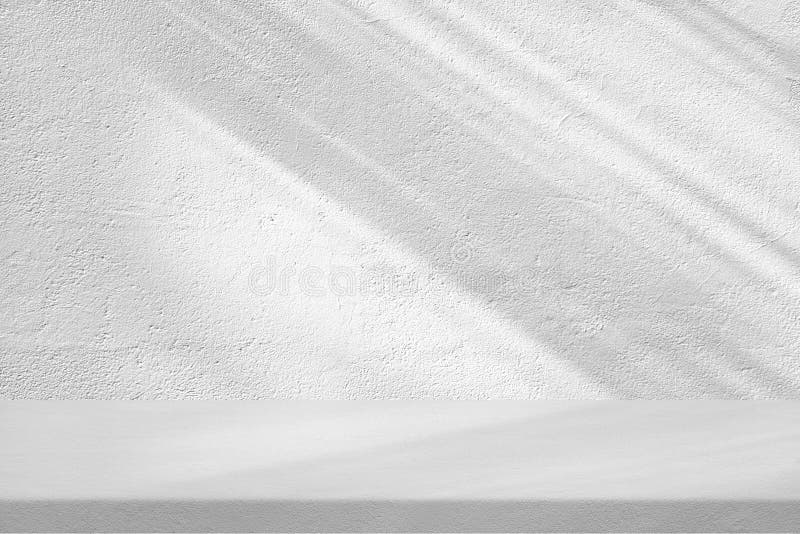 Stucco Table with White Stucco Wall Texture Background with Light Beam ...