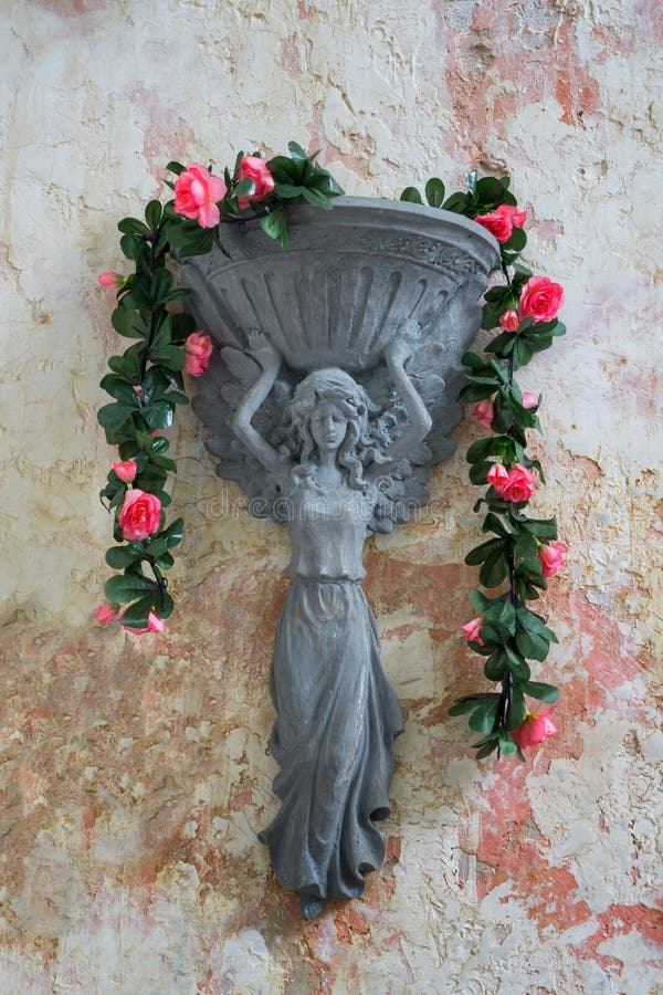 Stucco Vase, Roman Style Wall Hanging Stock Photo - Image of romantic ...