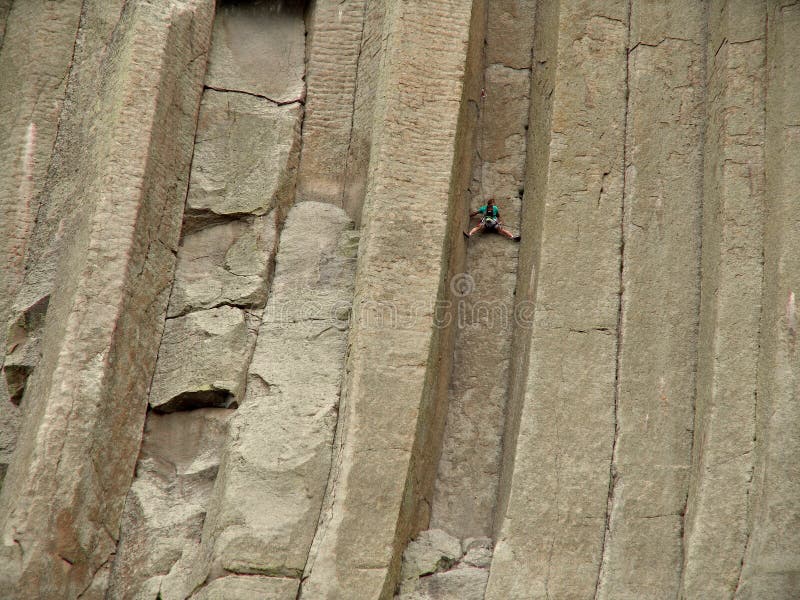 Stuck - Climbing Devils Tower Stock Image - Image of recreation, rock ...