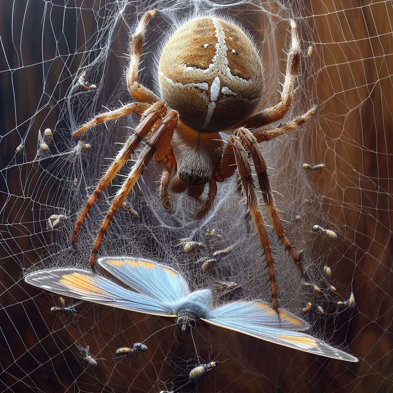 Stuck in a Spider S Web, AI Generated Illustration Stock Illustration ...