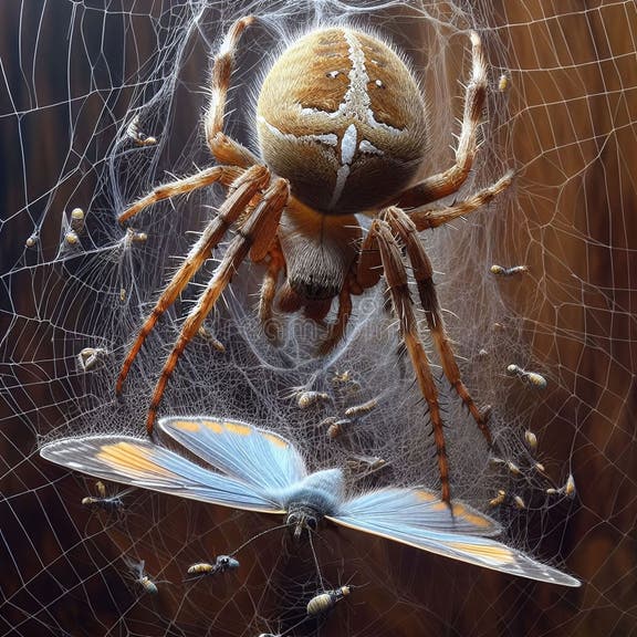 Stuck in a Spider S Web, AI Generated Illustration Stock Illustration ...