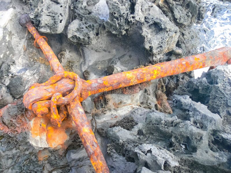 Stuck in the Stone is an Old Anchor from Ship Stock Photo - Image of ...