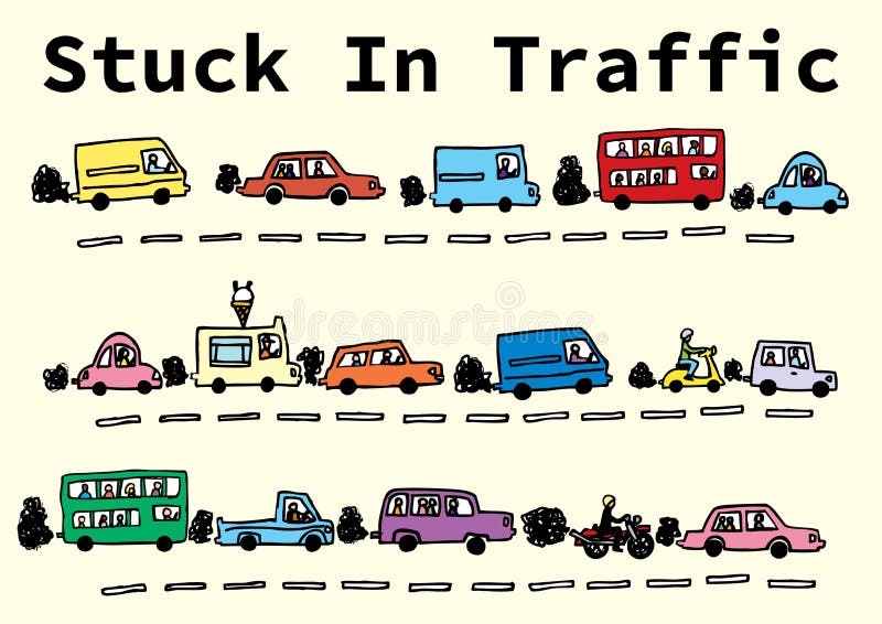 Stuck in Traffic Sketch stock illustration. Illustration of drawing ...