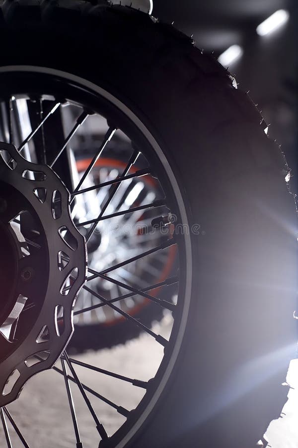 Studded Black Wheel from Motorcycle Stock Image - Image of motorcycle ...