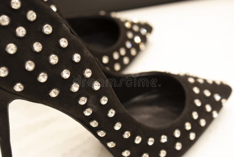 Diamond Studded Ladies Shoes Stock Photo - Image of background, stud ...