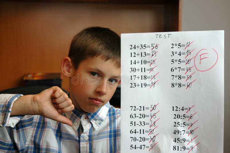 Student with F grade stock photo. Image of grade, study - 11588720