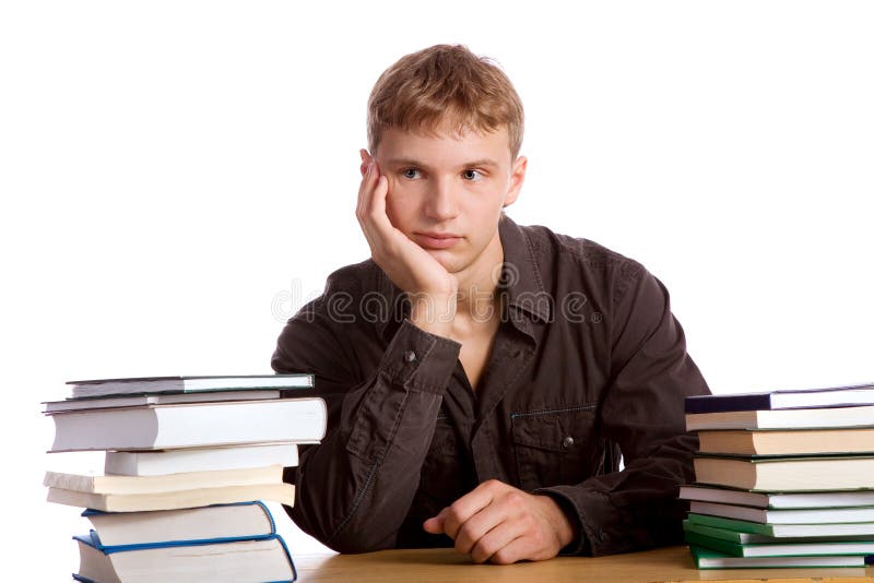 Frightened Student in Library Stock Photo - Image of hispanic, glasses ...