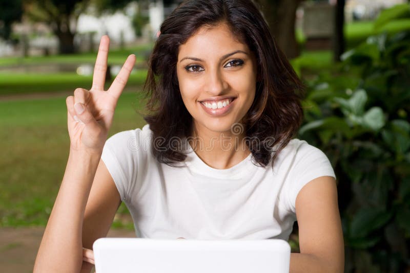 233 Pretty Girl Giving Peace Sign Stock Photos - Free & Royalty-Free ...