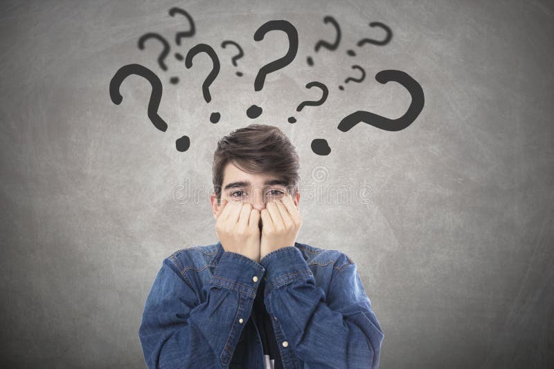 Student with questions stock image. Image of preoccupied - 136821943