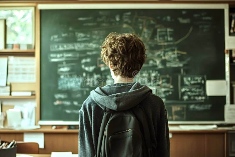 Student Analyzing Complex Math Problems on Chalkboard Stock Image ...