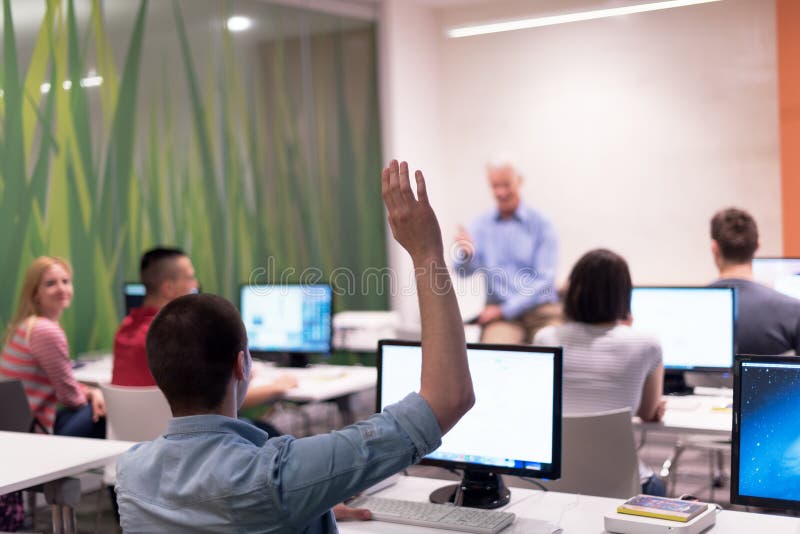 Student Answering a Question in Classroom Stock Image - Image of ...