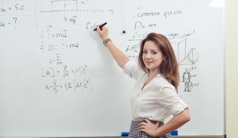 Student Answers in the Classroom at the Blackboard Stock Image - Image ...