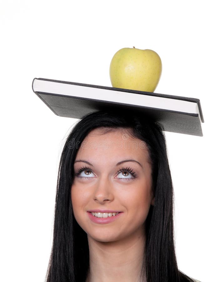 Student with apple stock photo. Image of learning, diet - 14630254