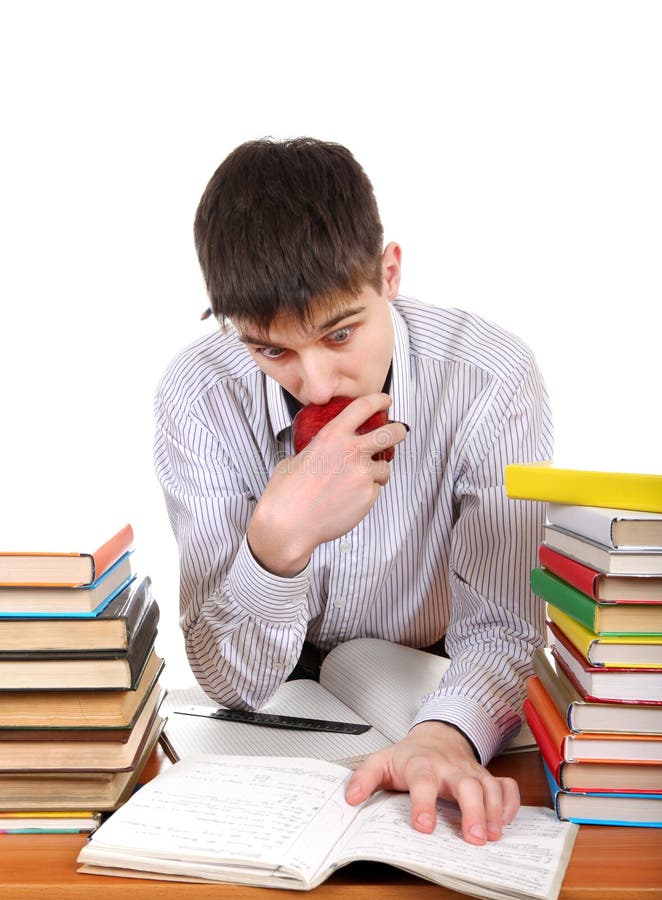 Dejected Teenaged Boy with His Textbooks Stock Image - Image of ...