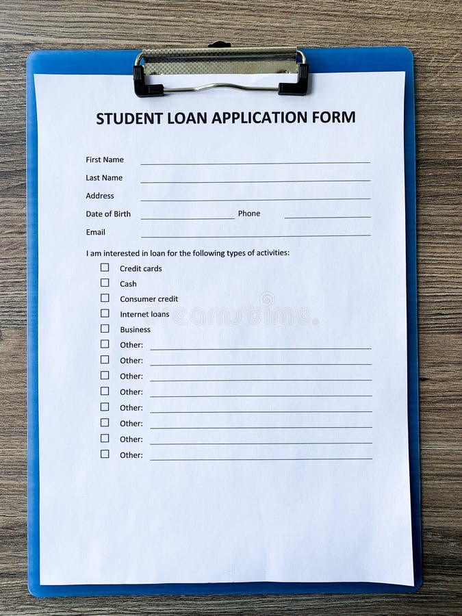 Student Application Loan Form Document on Table. Stock Image - Image of ...