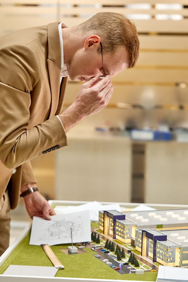 Student Architect Working on Architectural Project Concept, Using 3d ...