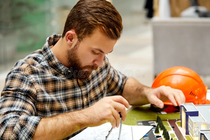Student Architect Working on Architectural Project Concept, Using 3d ...