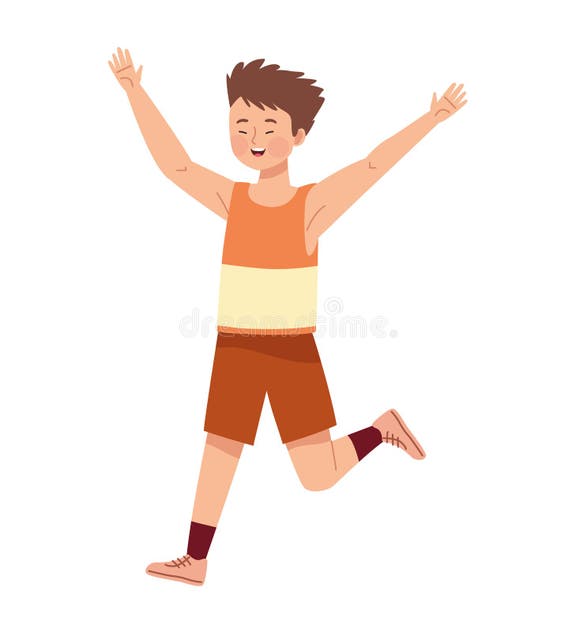 Student Athlete Running with Jump Stock Illustration - Illustration of ...