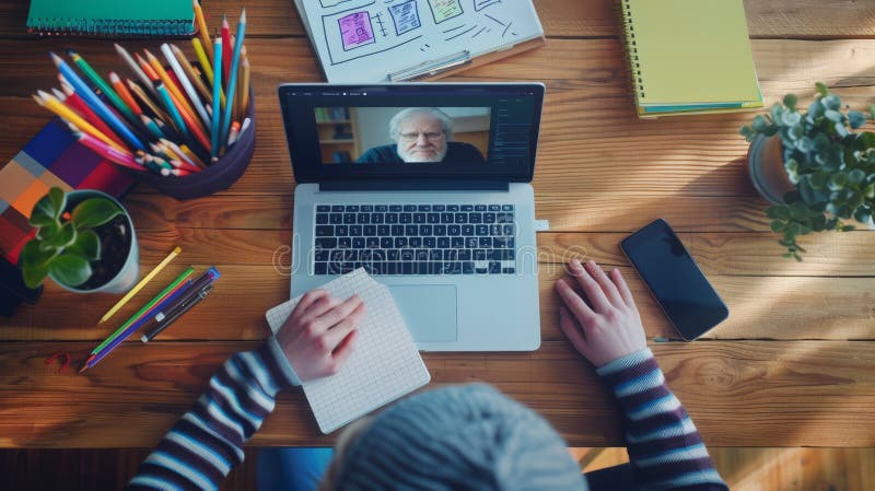 The Student Attending Online Class.AI Generated Image Stock Image ...